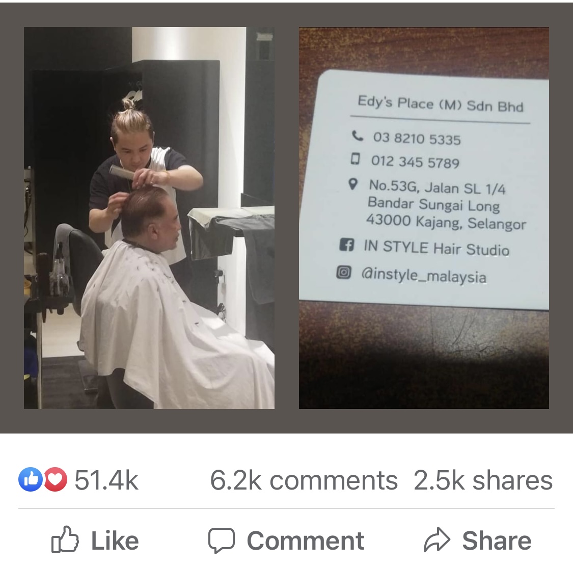 Gambar Anwar potong rambut di kedai gunting anak Sarawak, tular ...