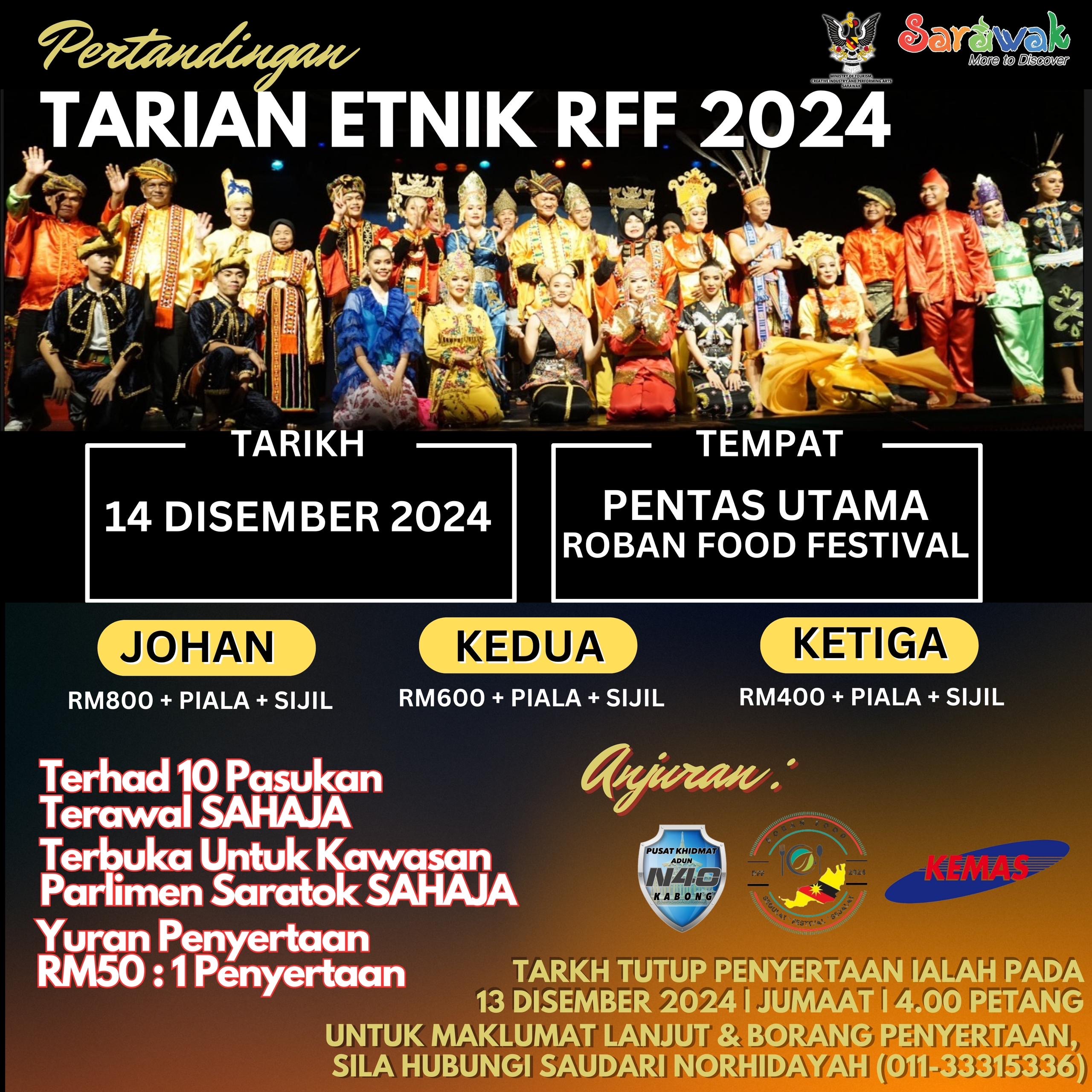 Pertandingan tarian etnik sempena Festival Makanan Roban 14 Disember ...