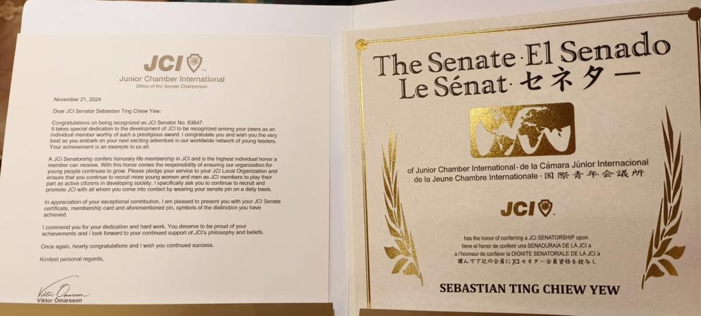 Sebastian Ting dianugerahkan gelaran JCI Senator - UTUSAN SARAWAK