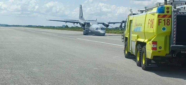 Military aircraft skids off runway at Kuching International Airport, no ...