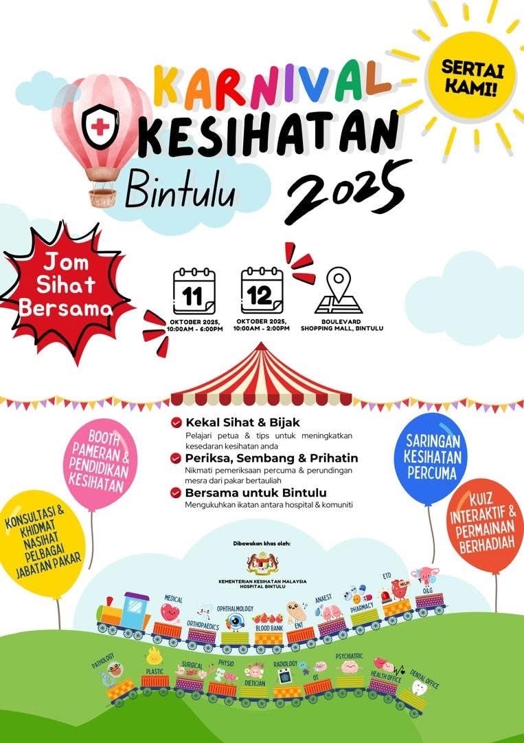 Karnival Kesihatan Bintulu 2025 tawar pemeriksaan percuma, aktiviti ...