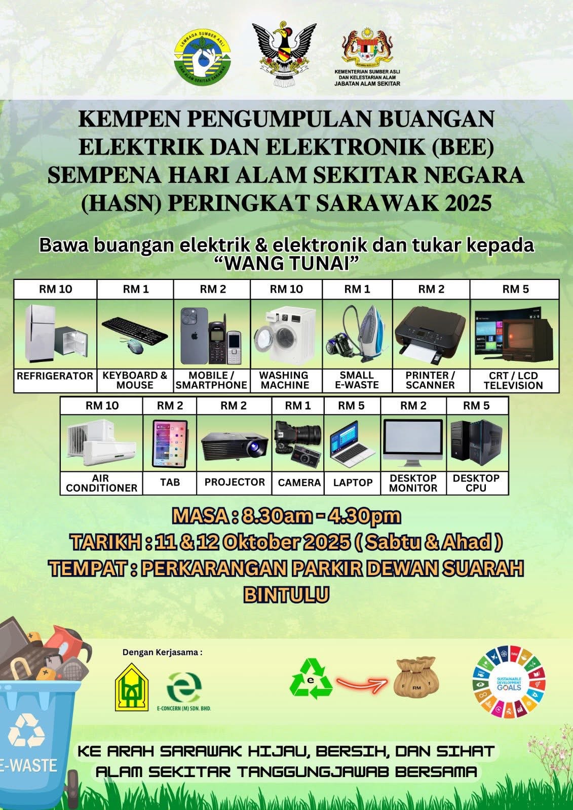Kempen kitar semula E-Waste dan minyak masak terpakai di Bintulu 11–12 ...