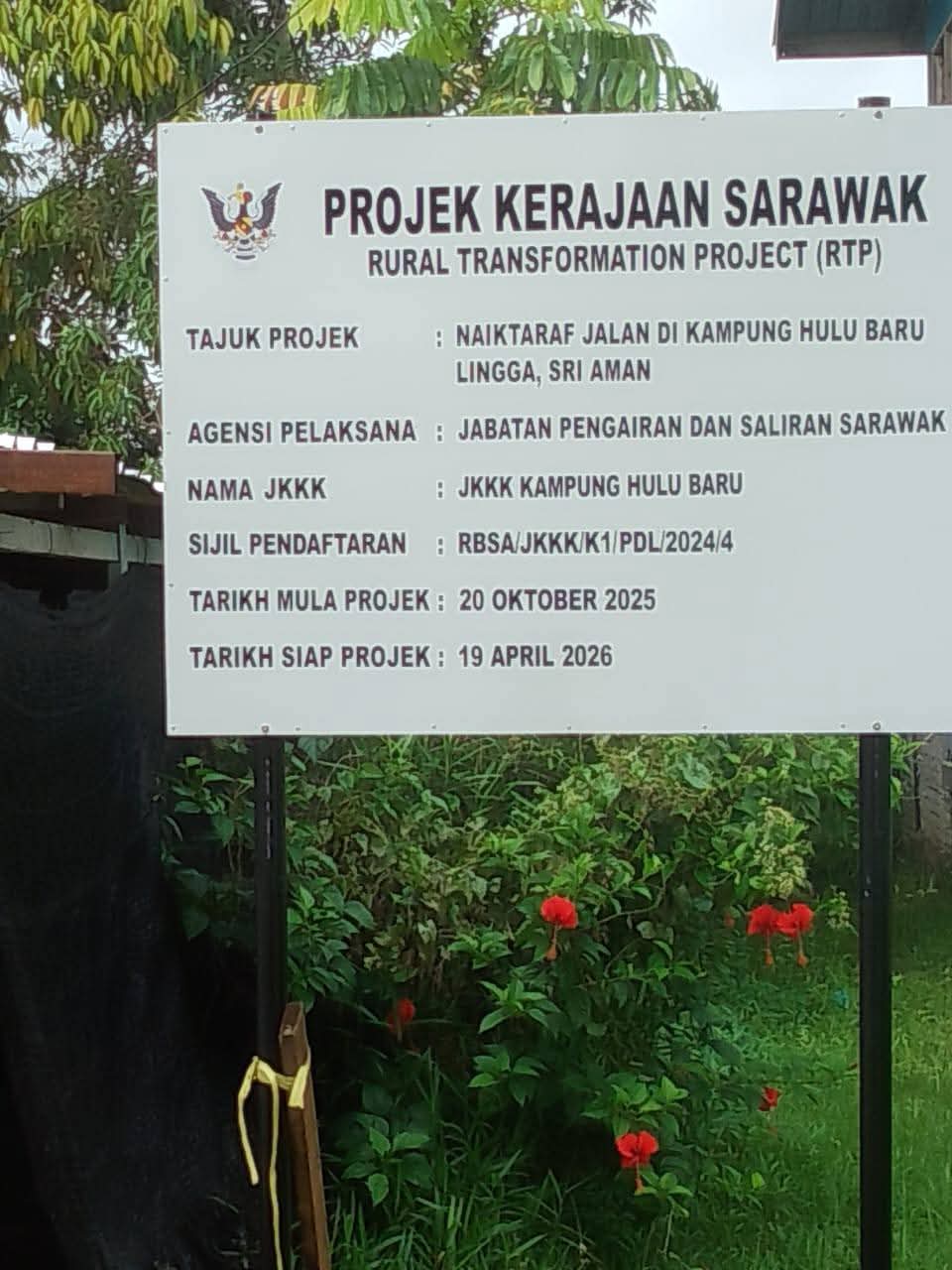 Projek naik taraf jalan Kampung Hulu Baru Lingga siap sepenuhnya 2026 ...